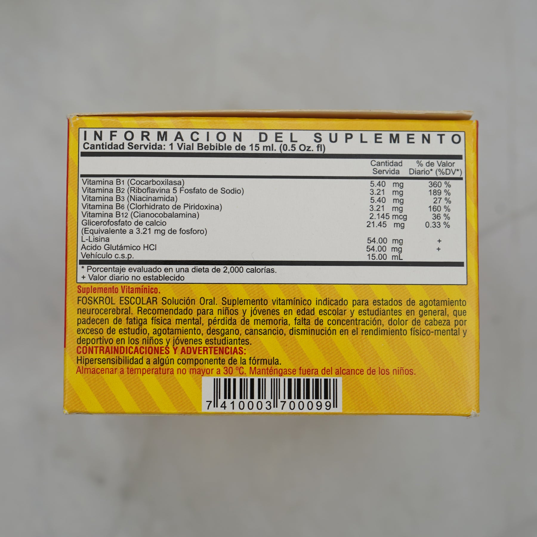 Foskrol Escolar – Vitaminas para Niños con Complejo B y Lisina | Energ